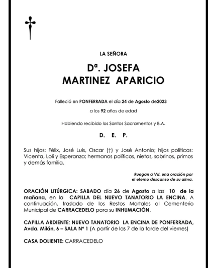JOSEFA MARTINEZ APARICIO