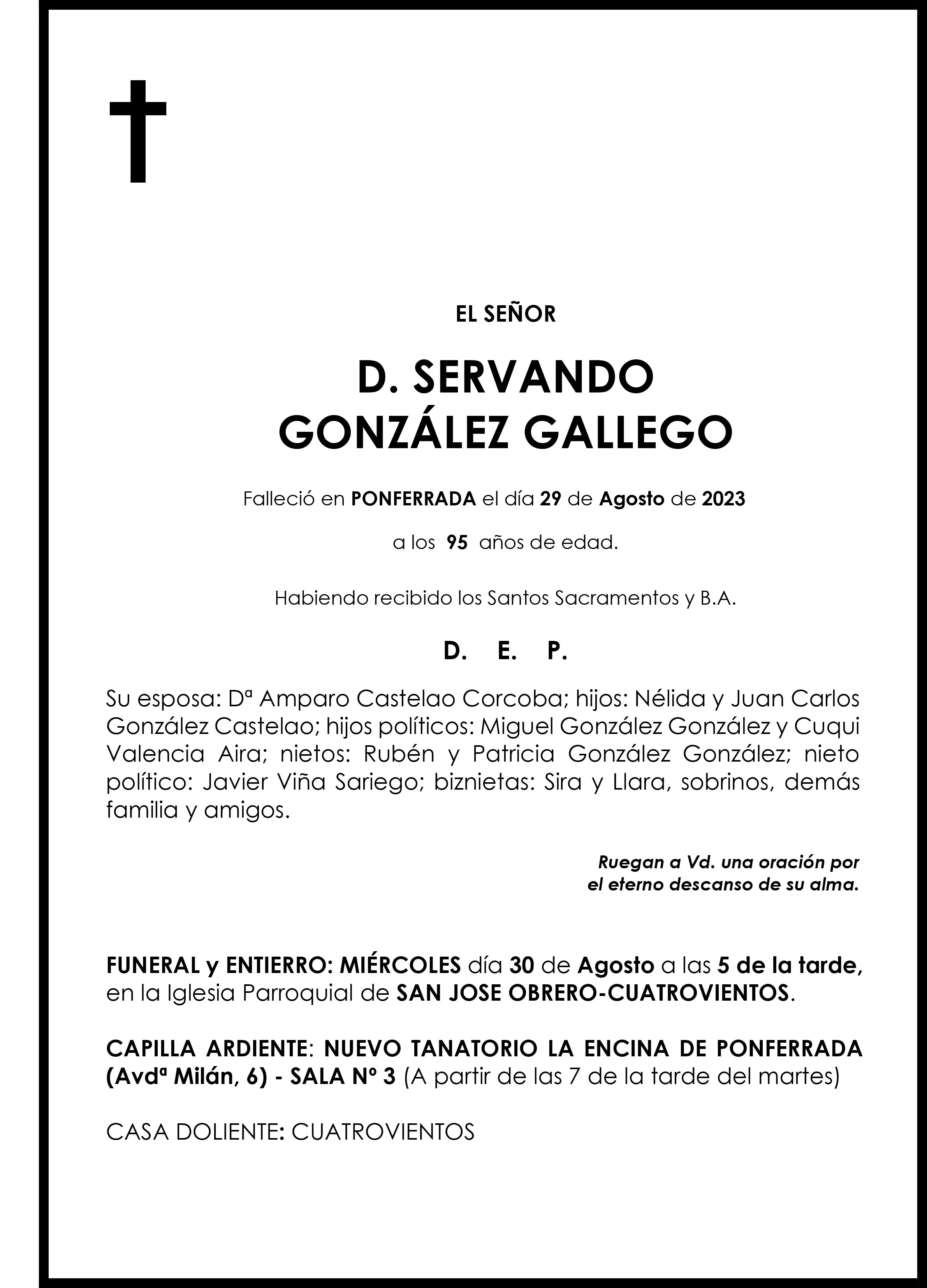 SERVANDO GONZALEZ GALLEGO
