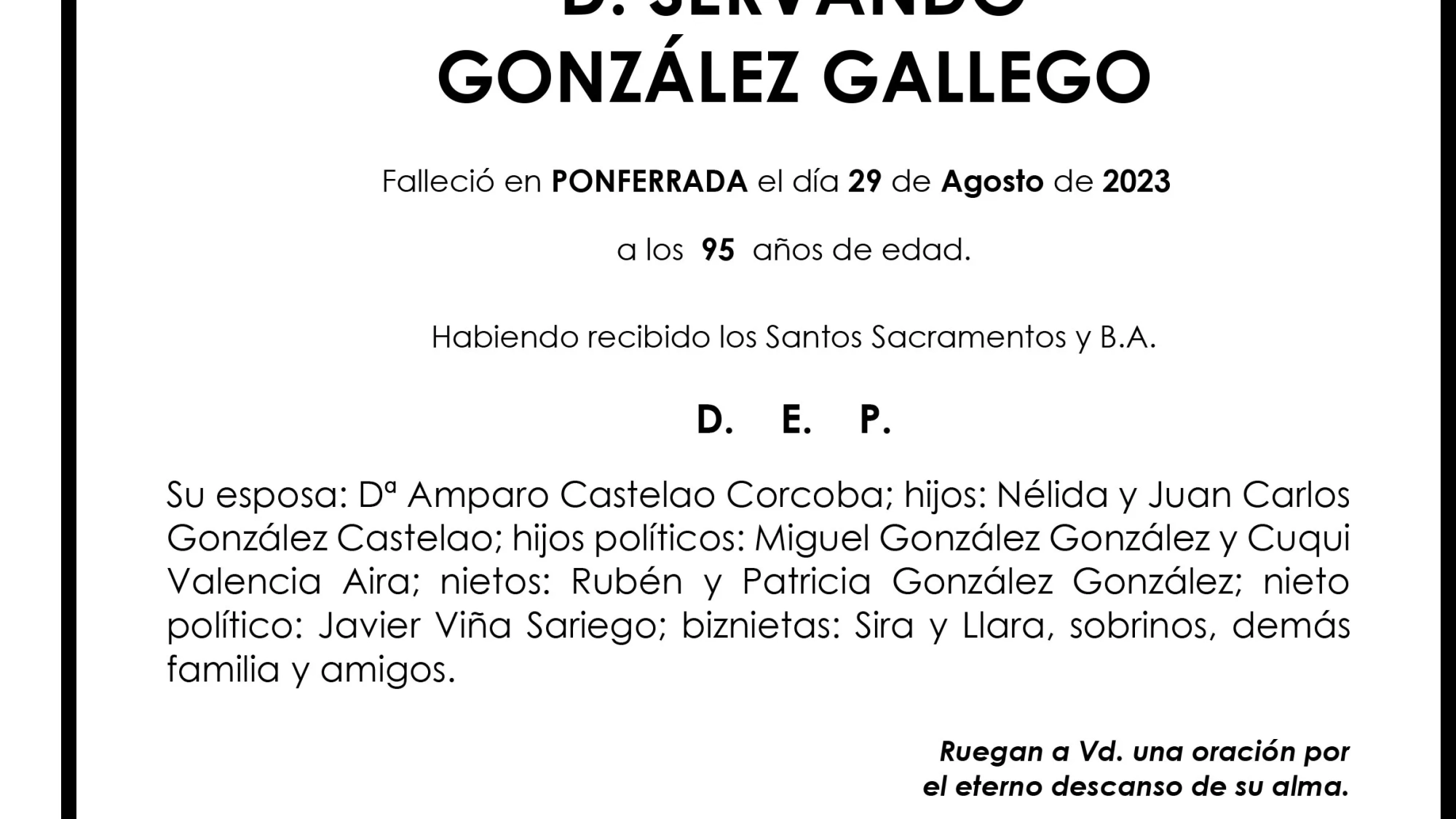 SERVANDO GONZALEZ GALLEGO