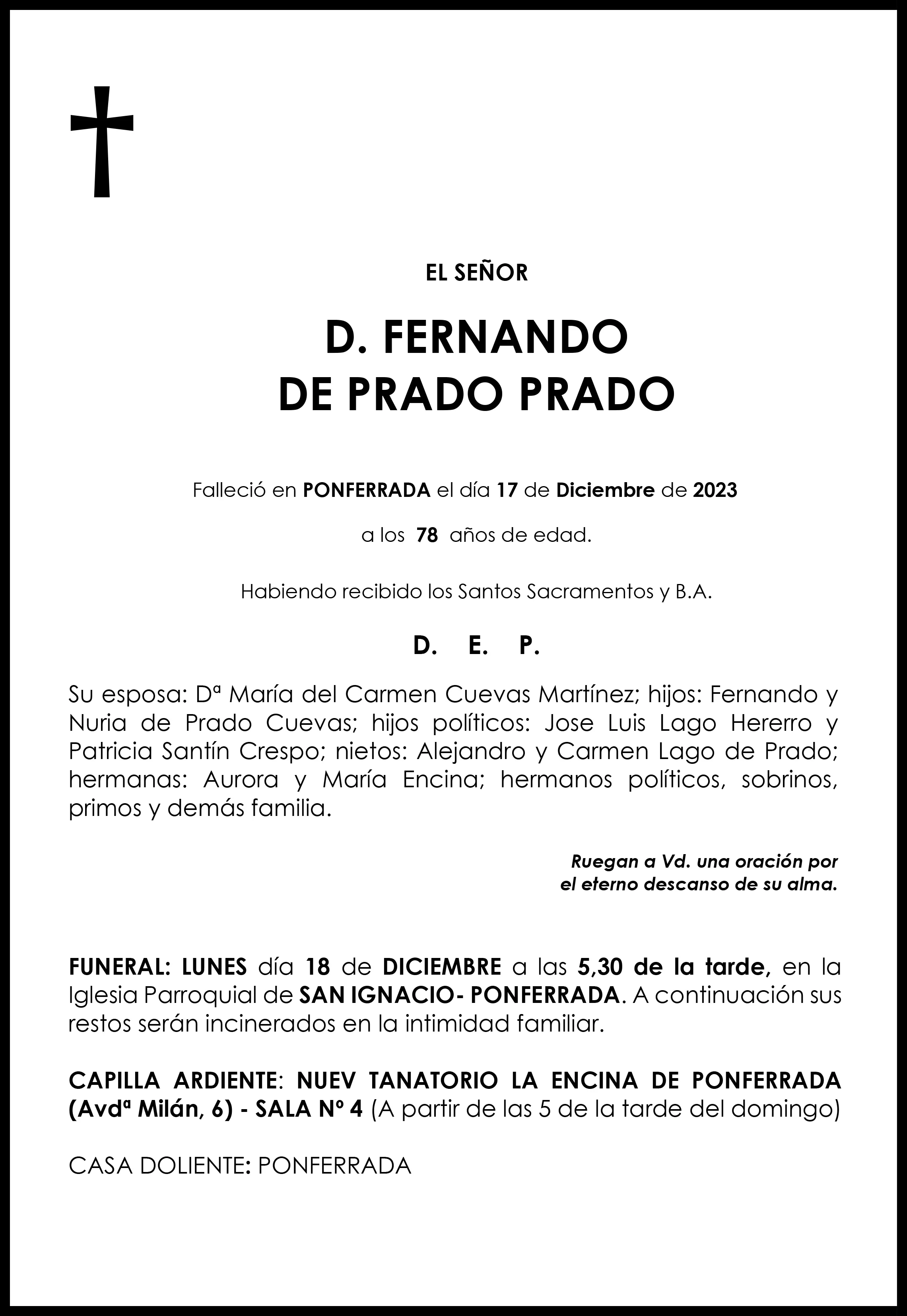FERNANDO DE PRADO PRADO