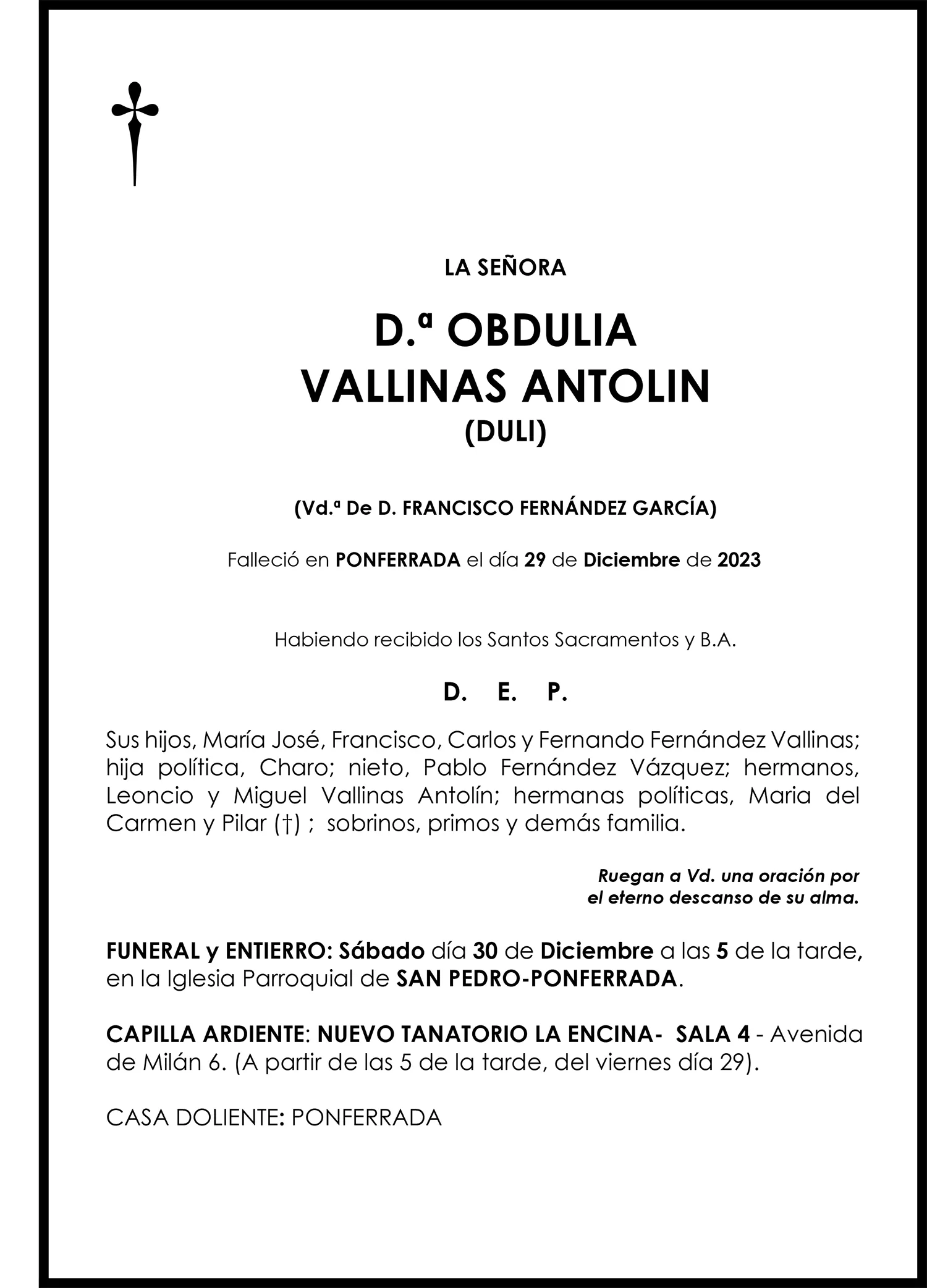 OBDULIA VALLINAS ANTOLÍN (DULI)