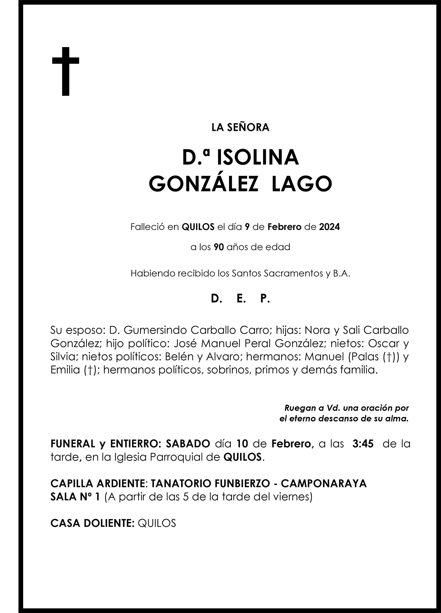 ISOLINA GONZÁLEZ LAGO