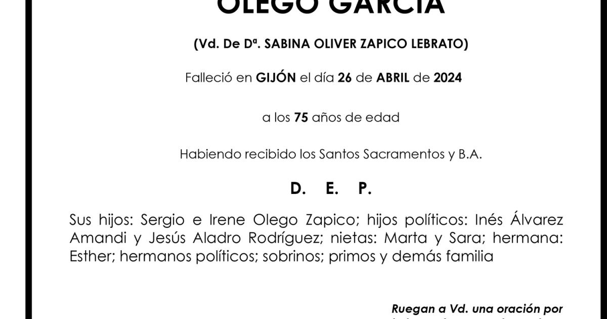 BERNARDINO OLEGO GARCÍA