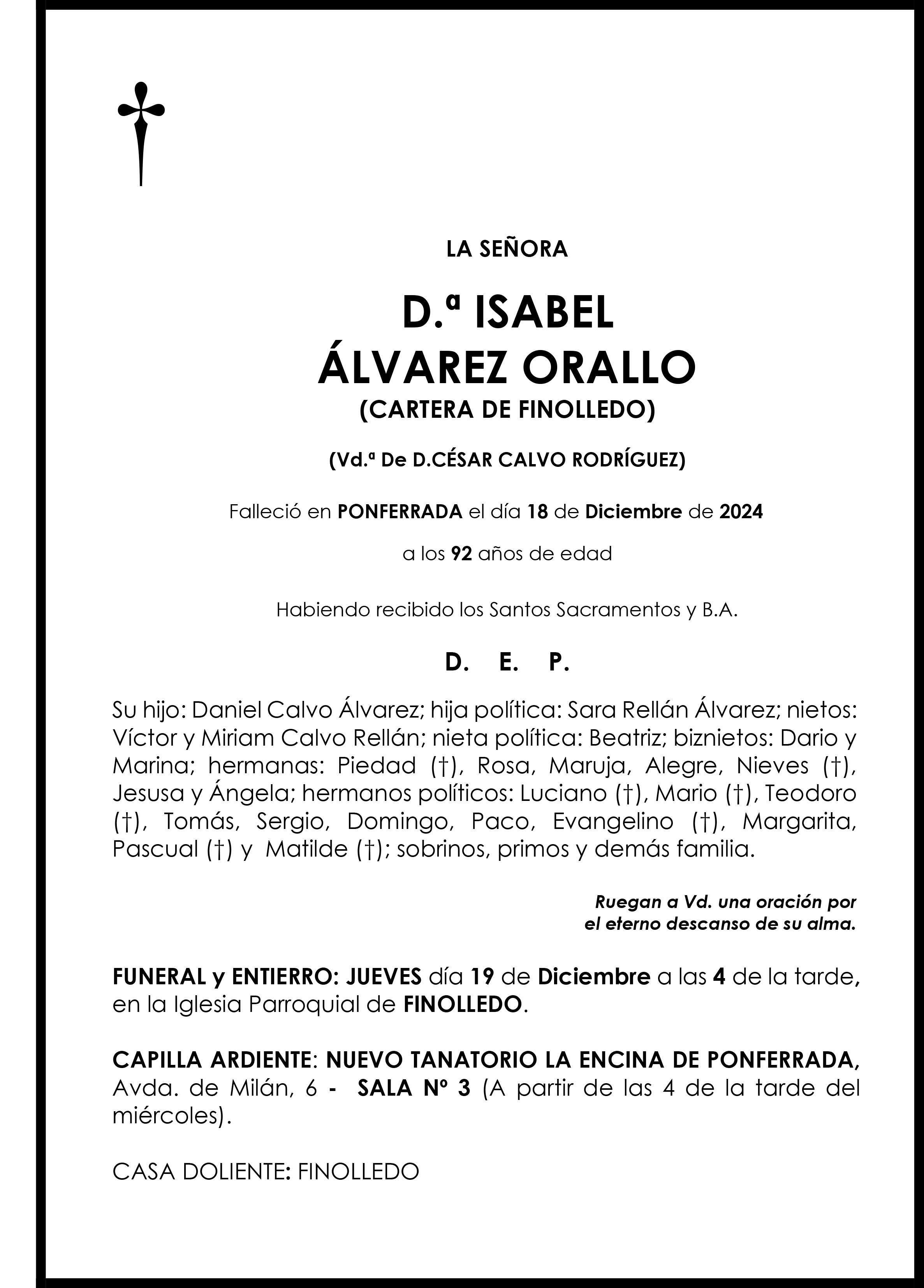 ISABEL ALVAREZ ORALLO