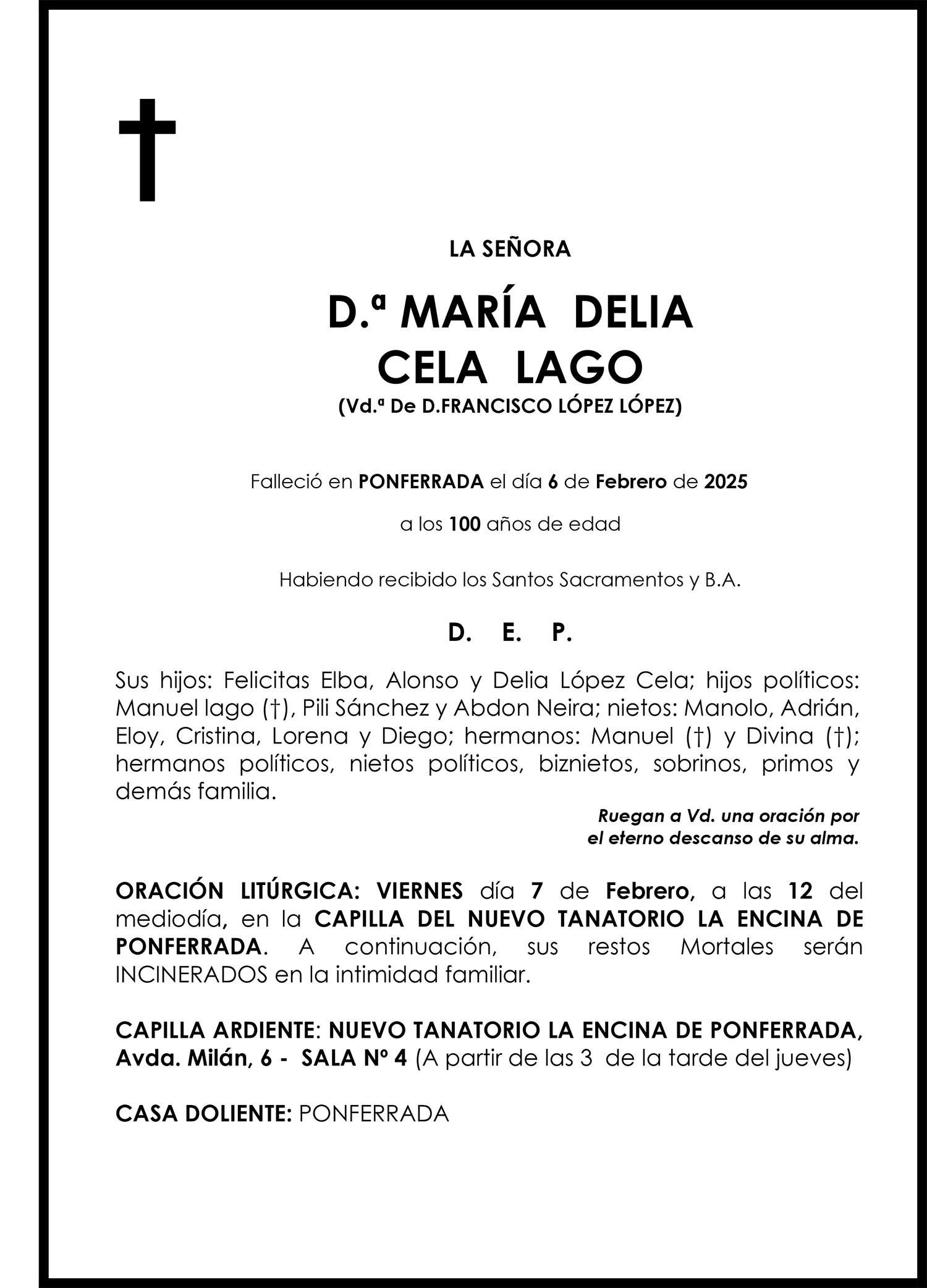 MARÍA DELIA CELA LAGO
