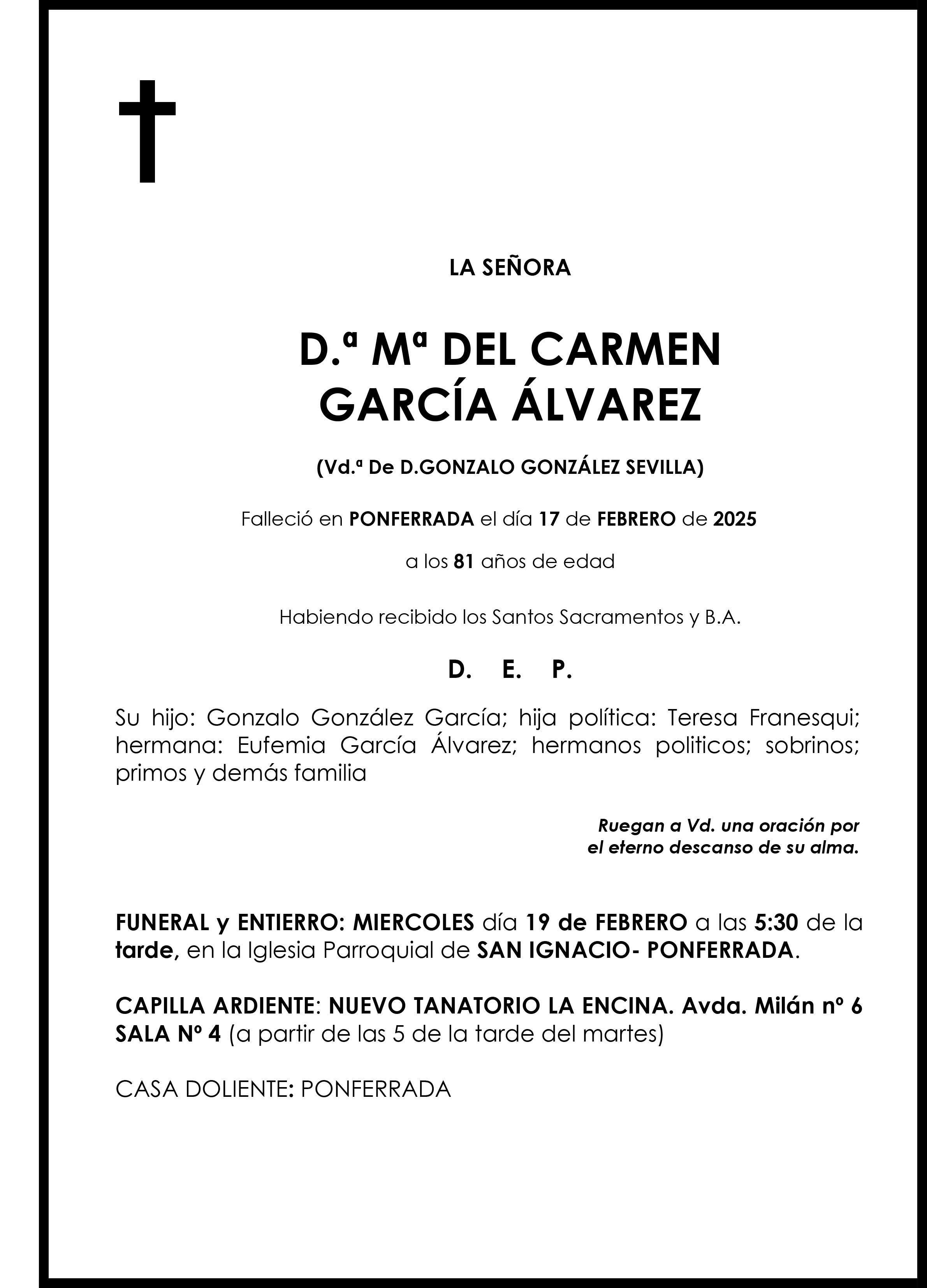 MARIA CARMEN GARCIA ALVAREZ