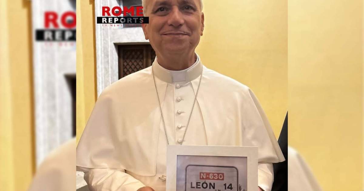 El meme se hizo realidad: El Papa León XIV posa con el cartel de León 14