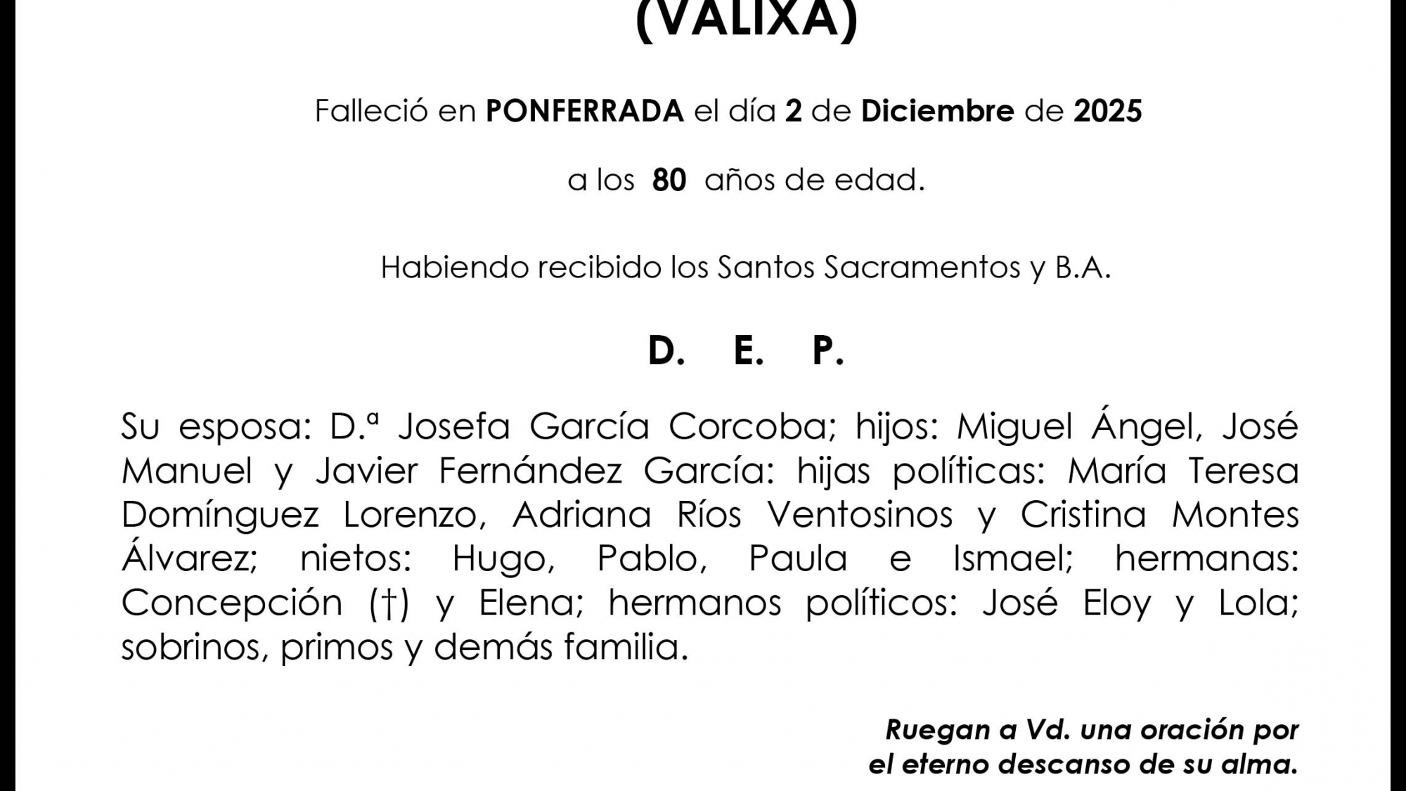MANUEL FERNANDEZ PONCE - VALIXA
