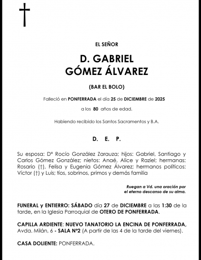 GABRIEL GÓMEZ ÁLVAREZ (BAR EL BOLO)