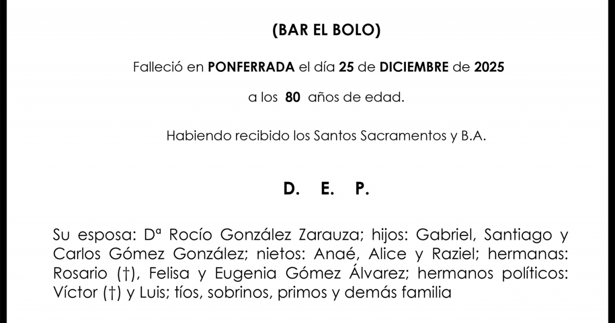 GABRIEL GÓMEZ ÁLVAREZ (BAR EL BOLO)