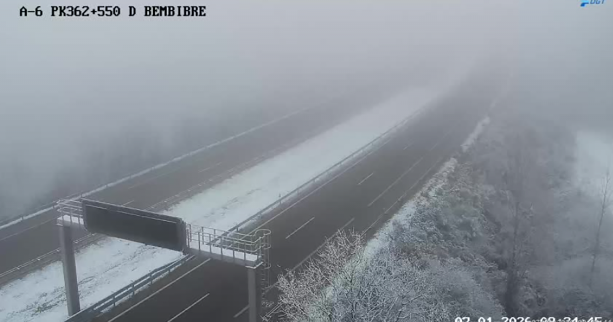 La nieve condiciona la circulación en la A-6 entre Astorga y Bembibre